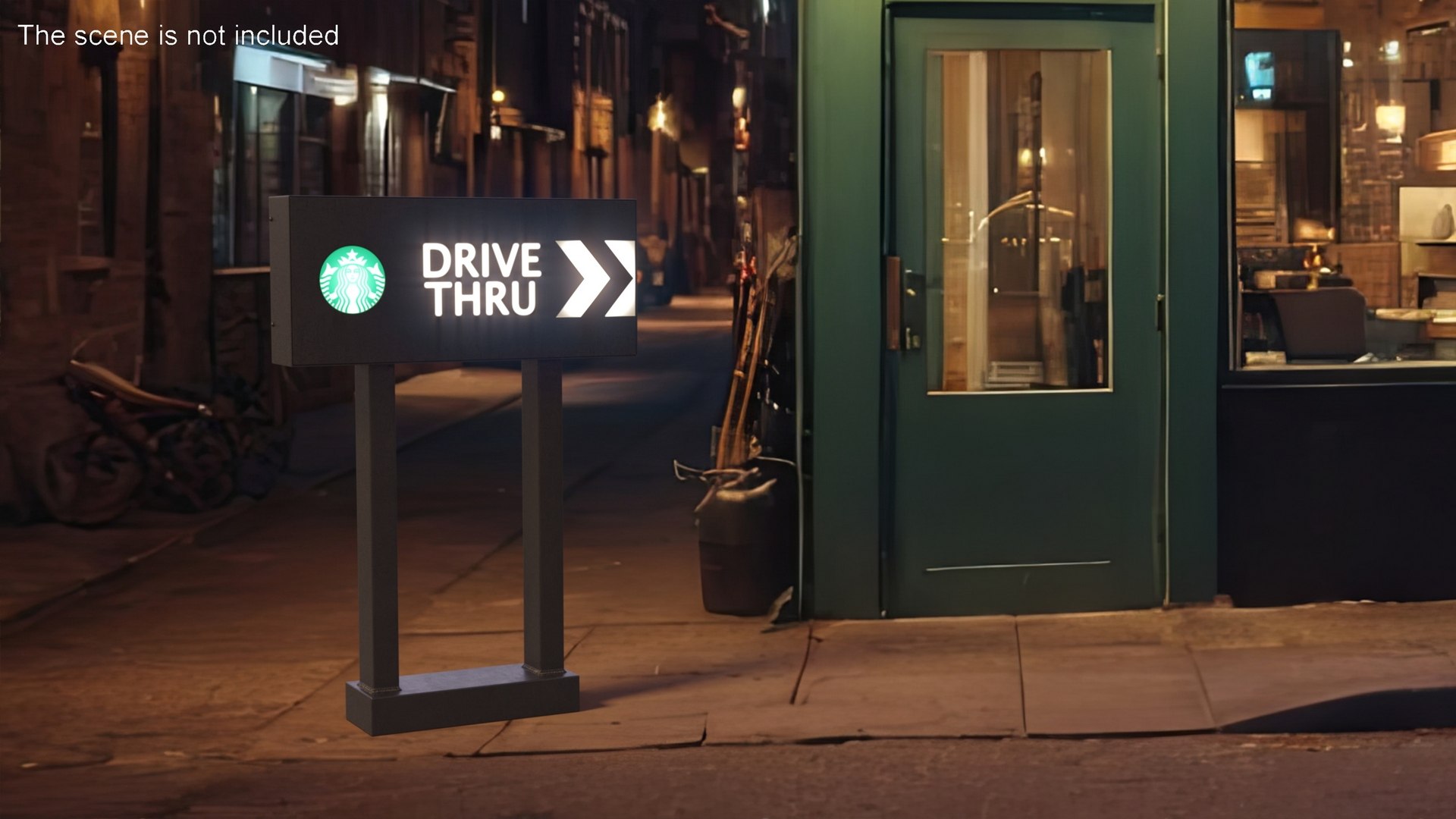 3D Starbucks Drive Thru Sign Light On - TurboSquid 2274487