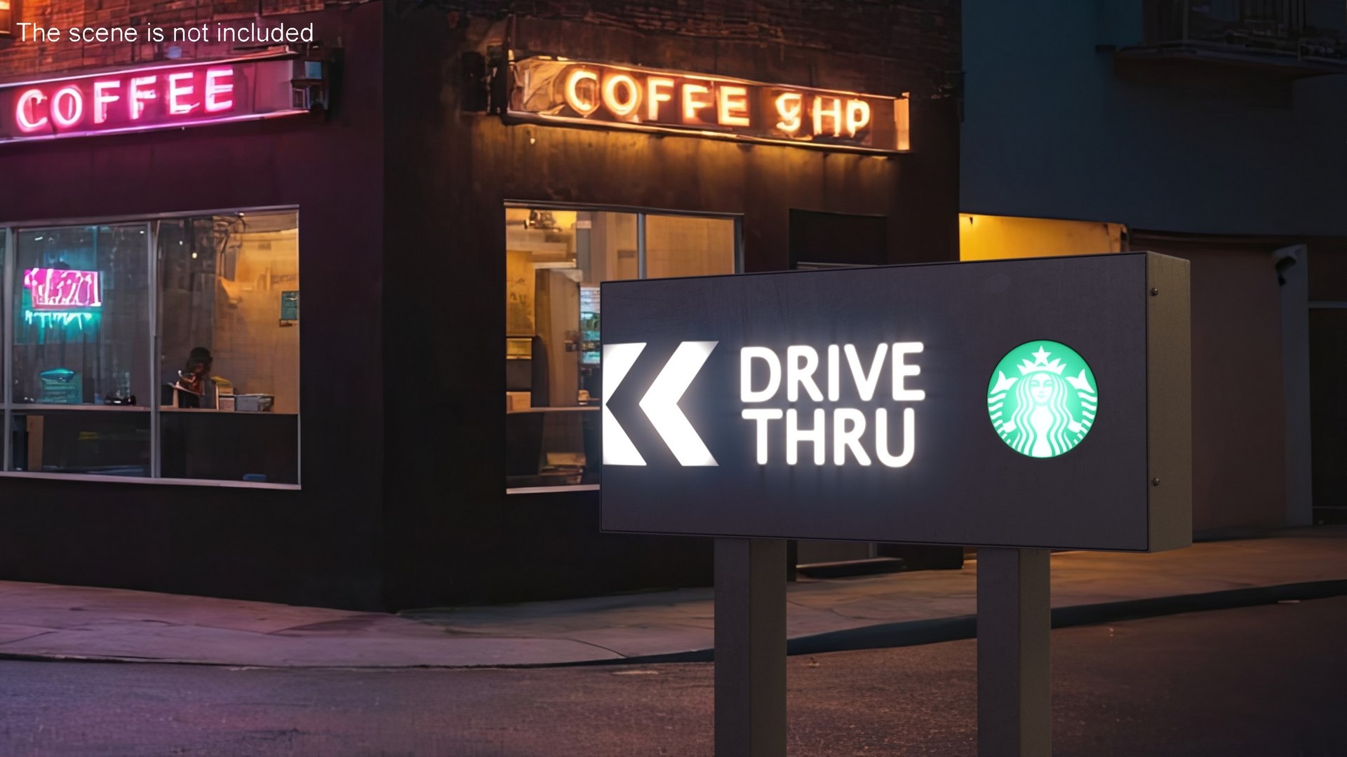 3D Starbucks Drive Thru Sign Light On - TurboSquid 2274487