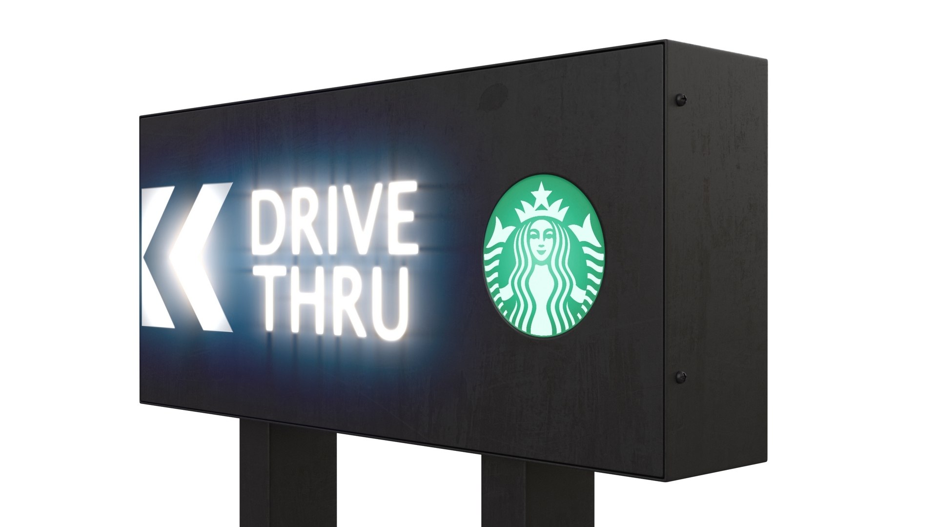3D Starbucks Drive Thru Sign Light On - TurboSquid 2274487