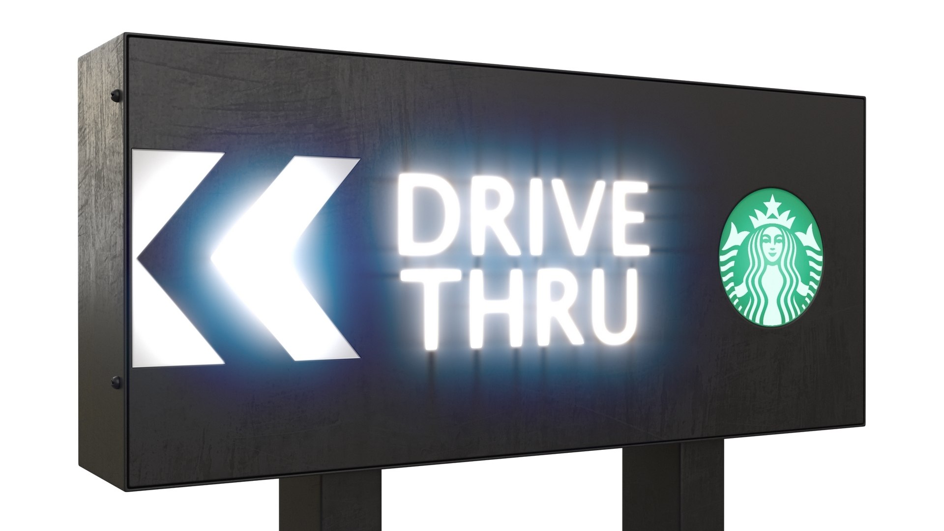 3D Starbucks Drive Thru Sign Light On - TurboSquid 2274487