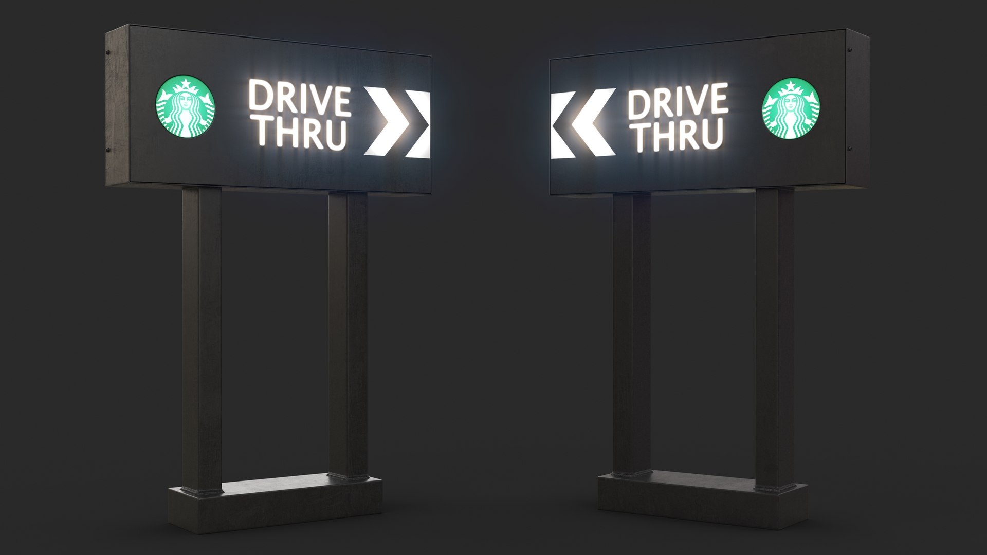 3D Starbucks Drive Thru Sign Light On - TurboSquid 2274487