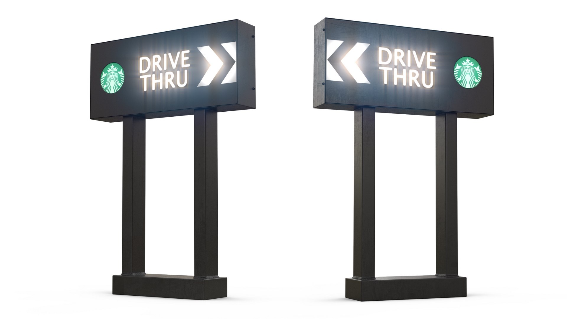 3D Starbucks Drive Thru Sign Light On - TurboSquid 2274487