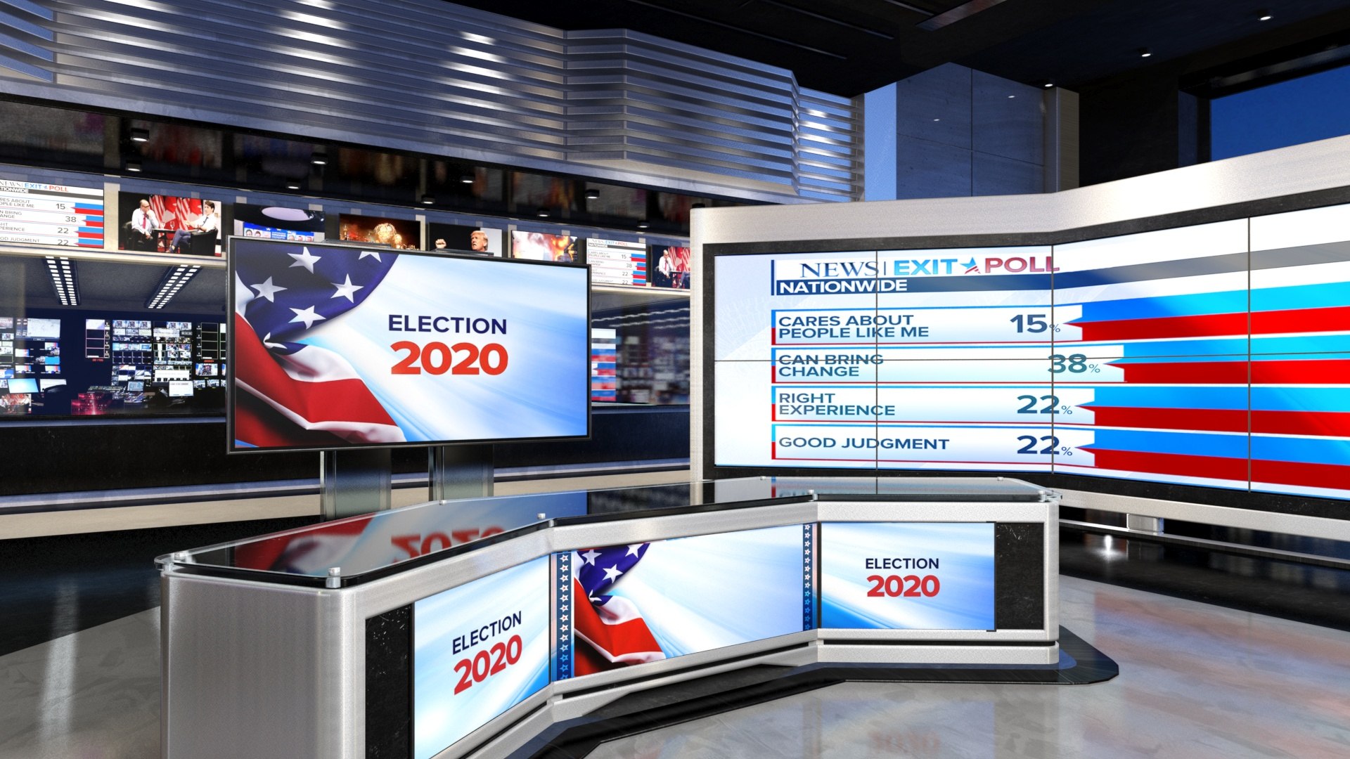 Virtual Set News Studio 3D - TurboSquid 1520469