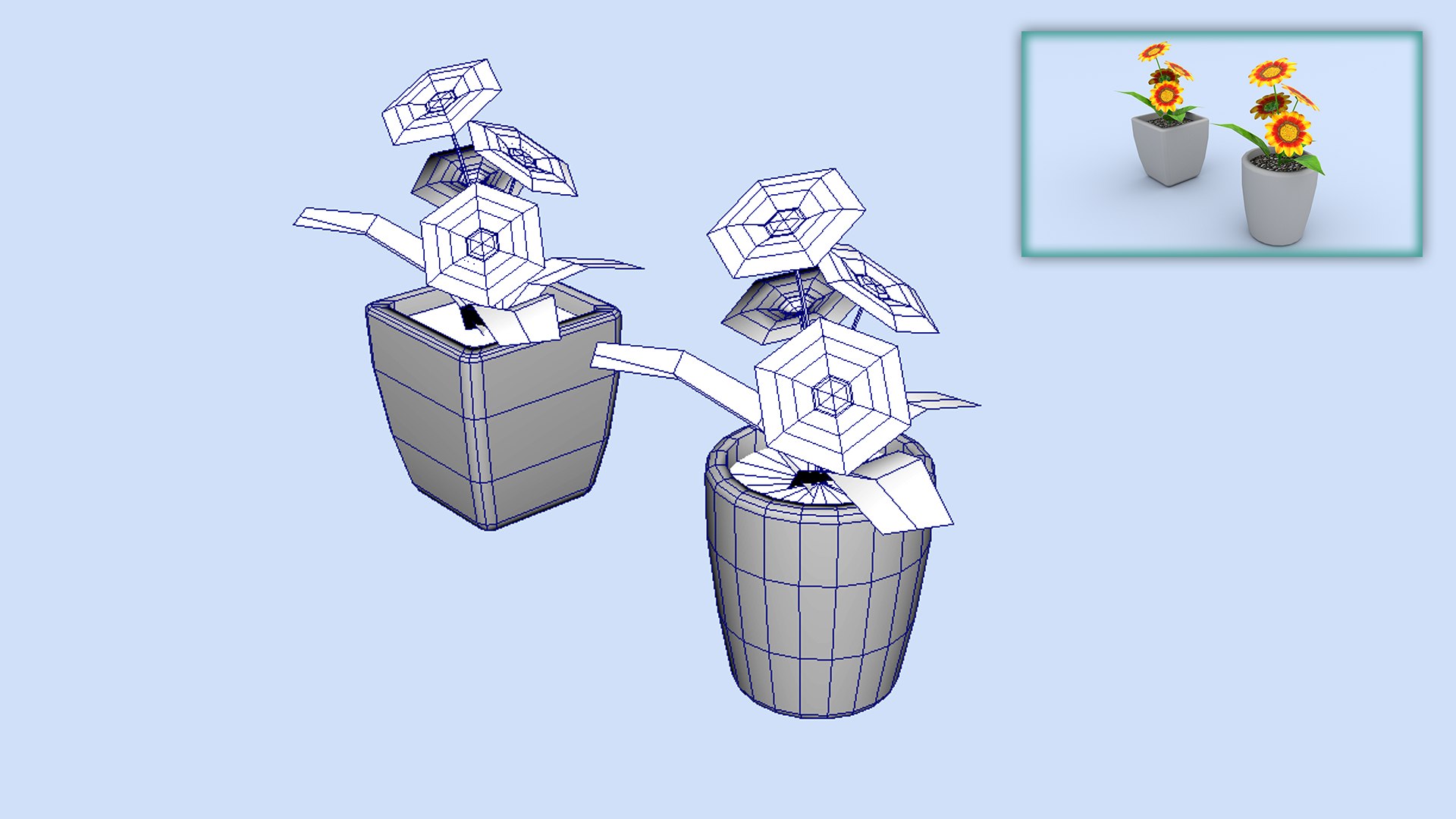 3D 6 Low Poly Flowers Collection 02 With Two Different Pots Low-poly 3D ...