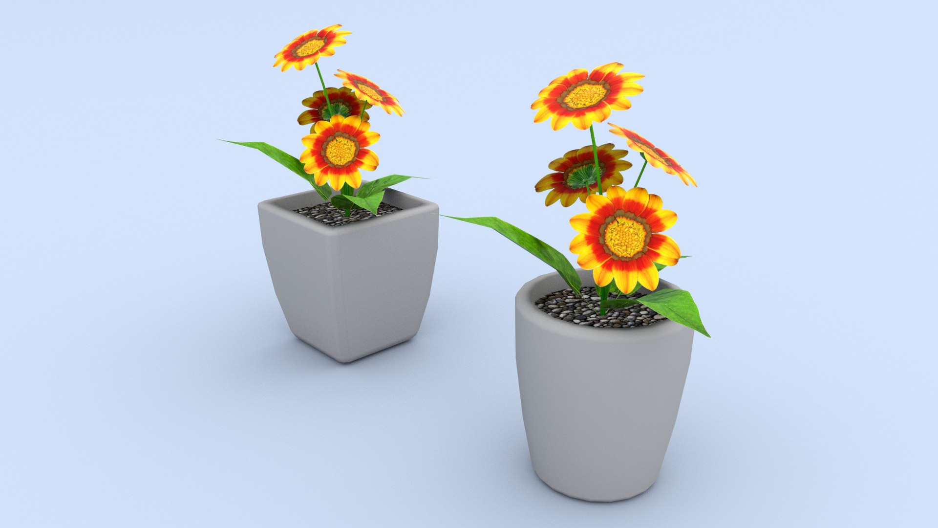 3D 6 Low Poly Flowers Collection 02 With Two Different Pots Low-poly 3D ...