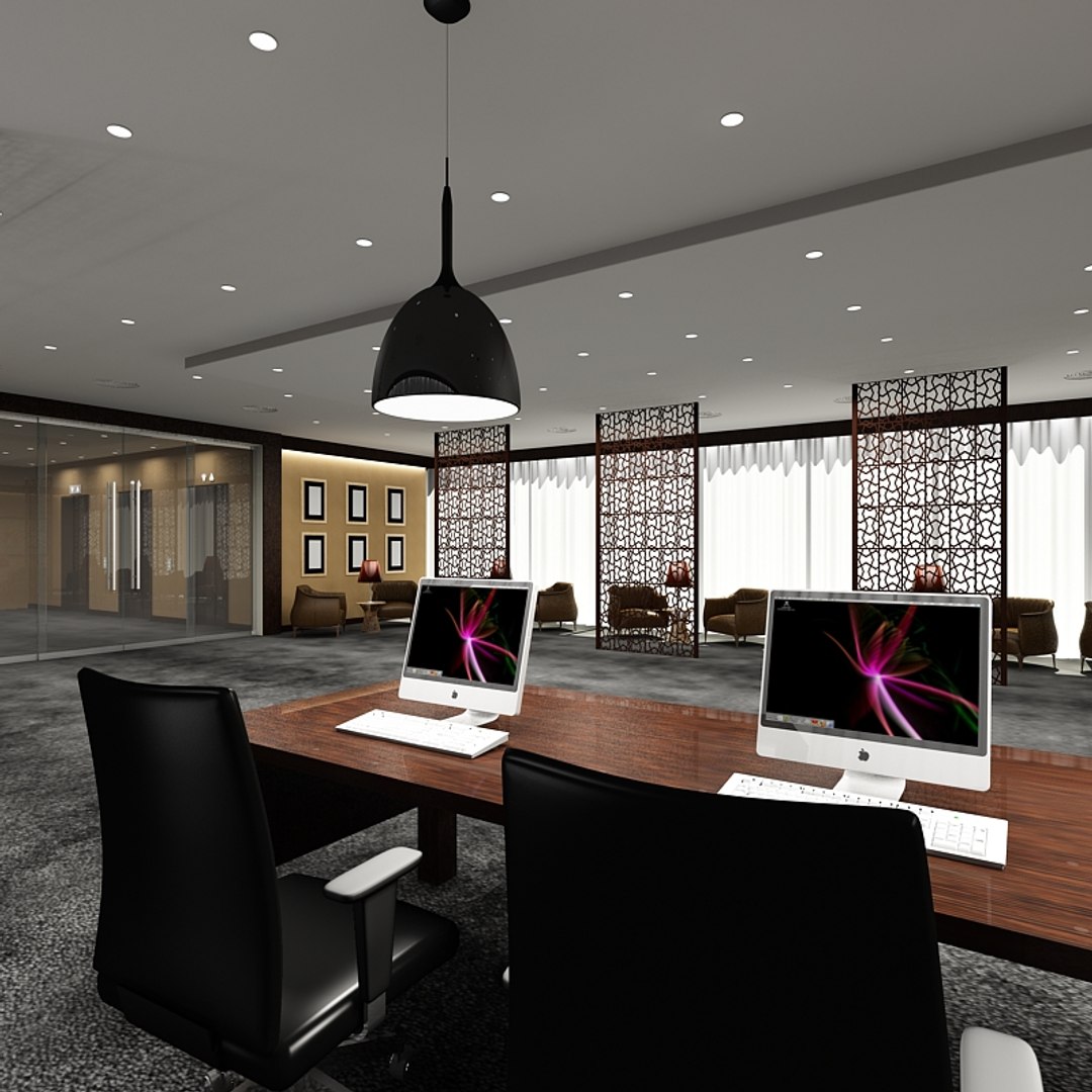 3ds max office reception scene