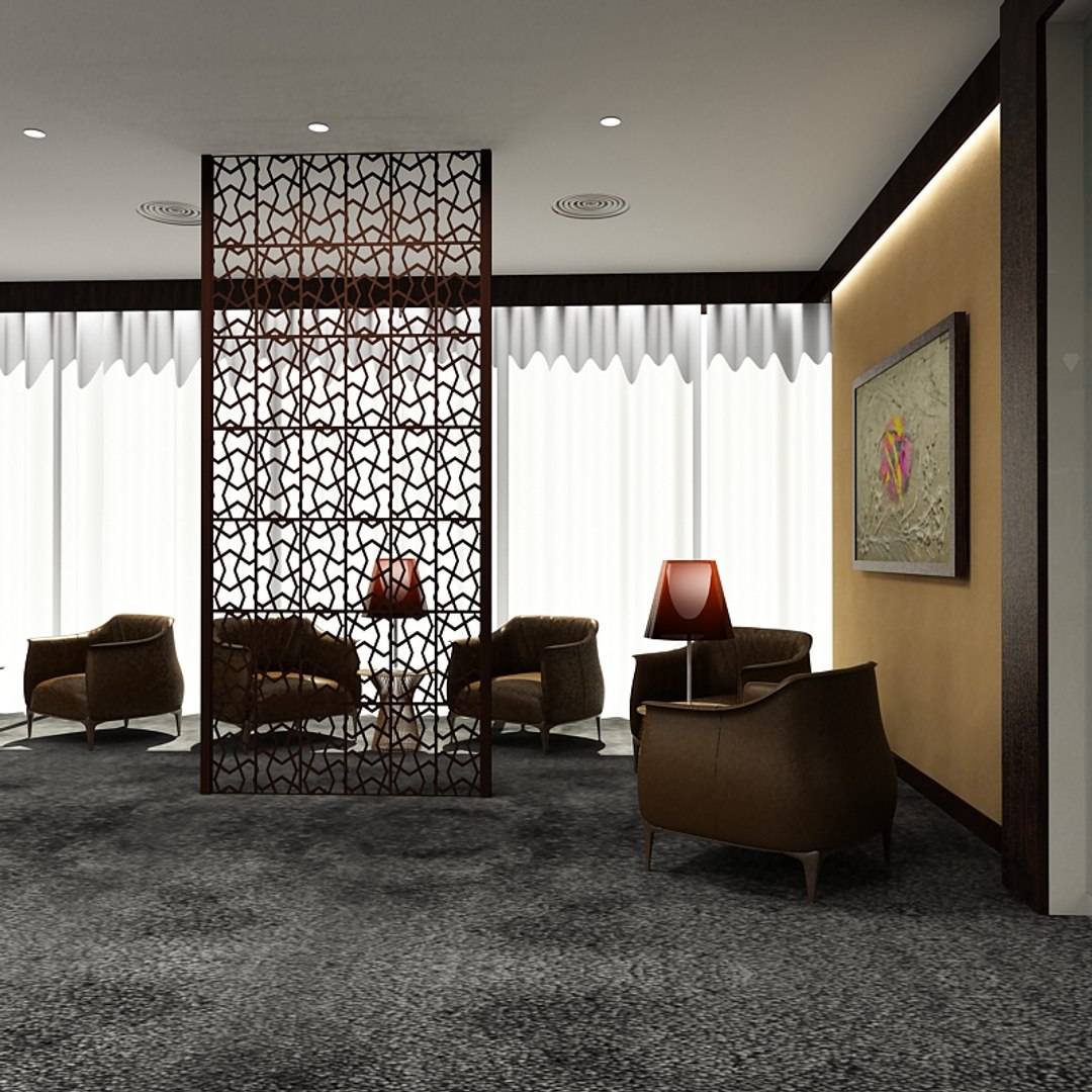 3ds max office reception scene