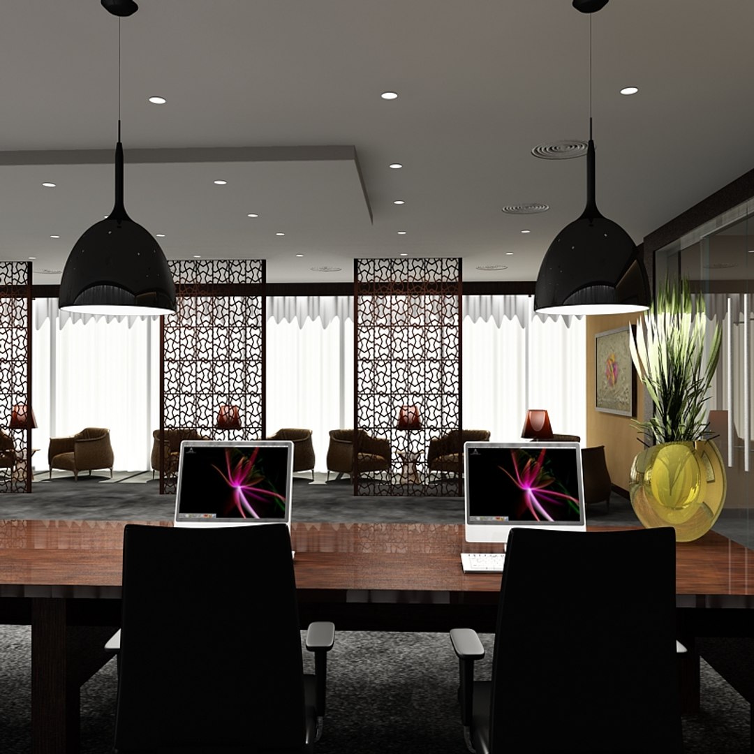 3ds max office reception scene
