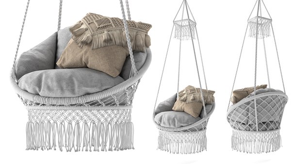 modelo 3d Silla Vivere Deluxe de macramé con flecos - TurboSquid 1626481