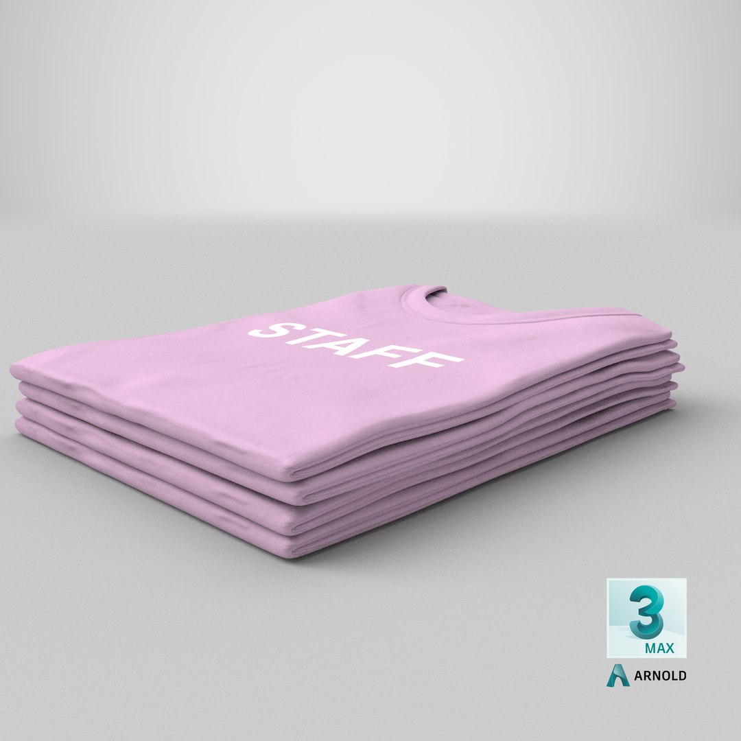 Female Crew Neck Folded Stacked Pink Staff 01 3D model - TurboSquid 1790911