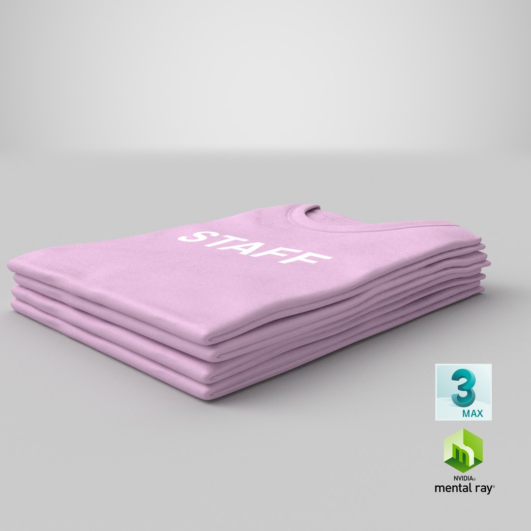 Female Crew Neck Folded Stacked Pink Staff 01 3D model - TurboSquid 1790911