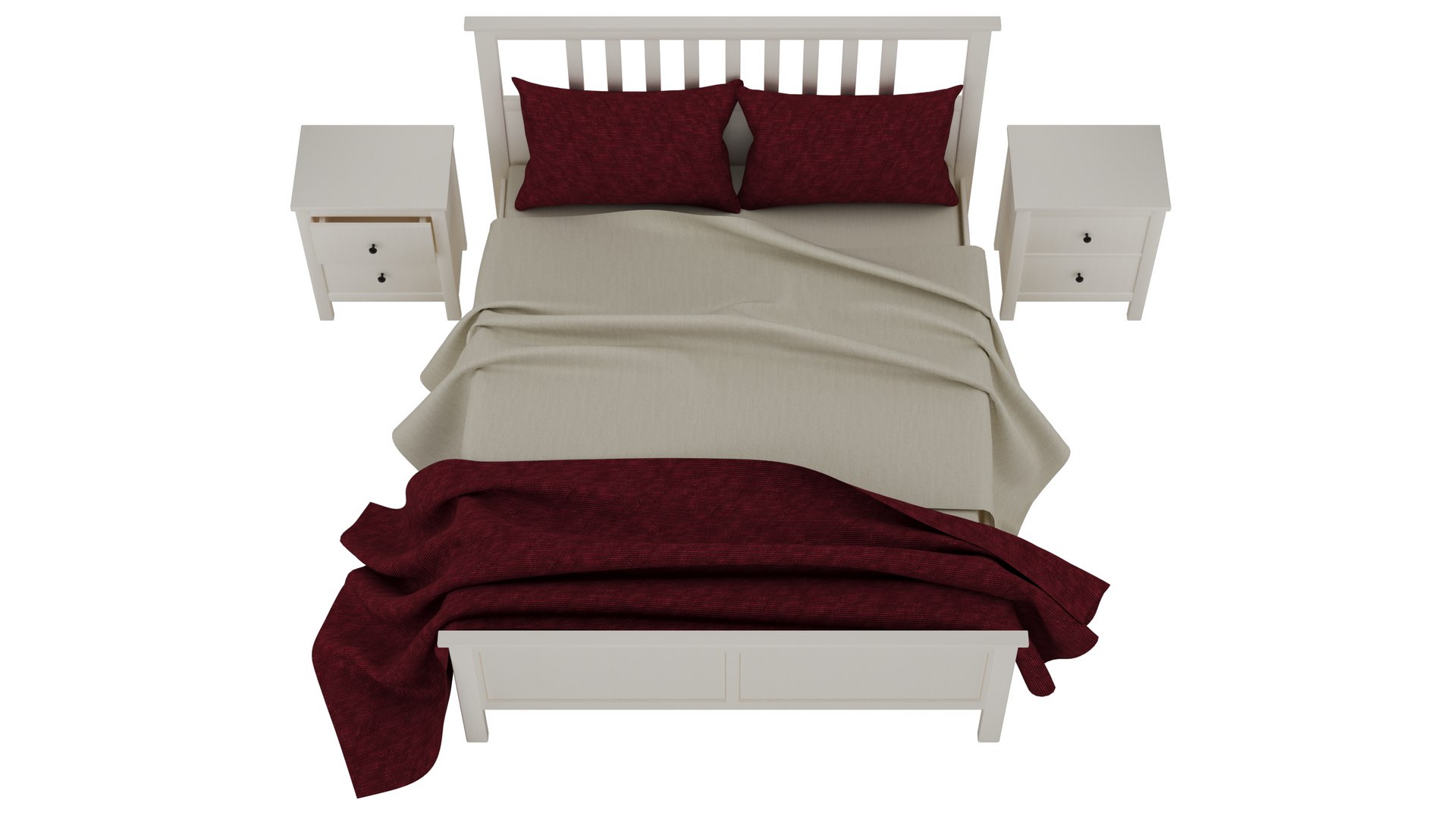 3D Ikea Hemnes Double Bed And Chest Of Two Drawers Model - TurboSquid 2068586