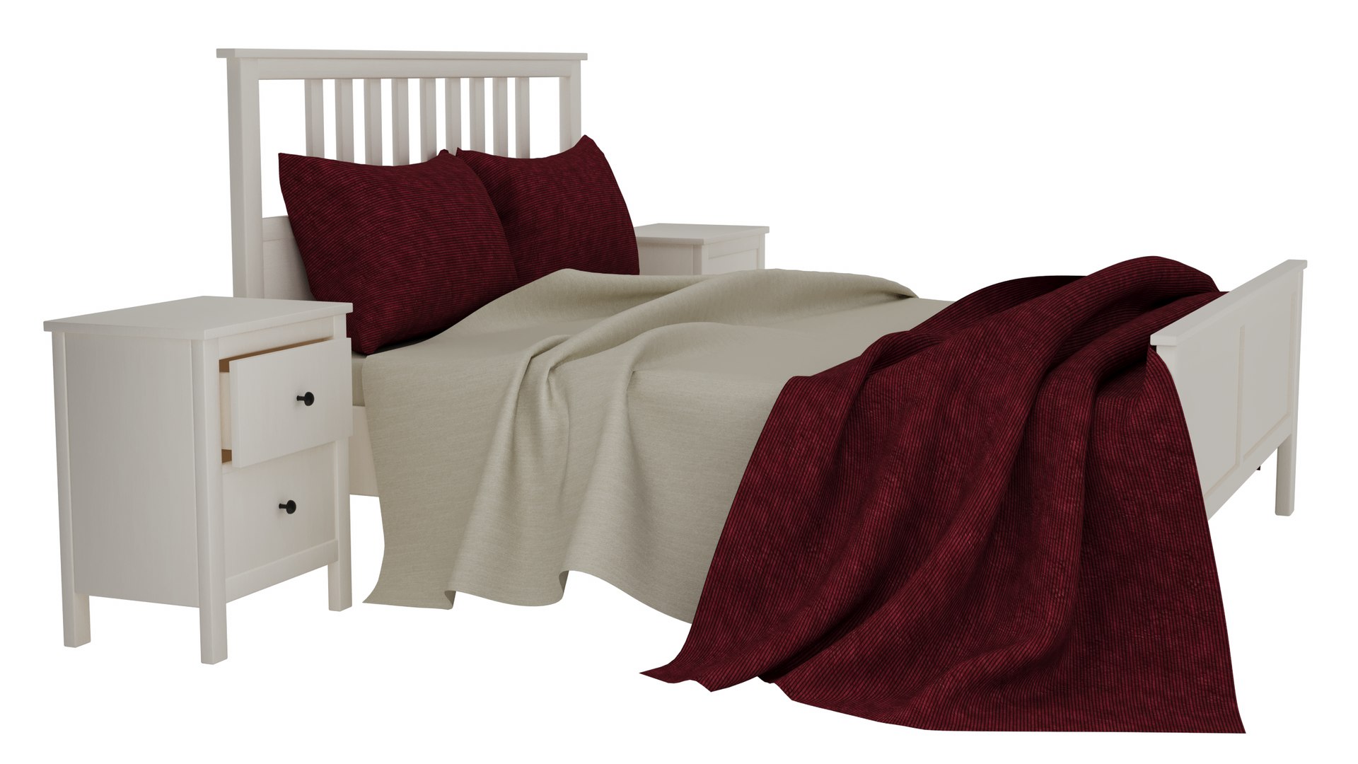 3D Ikea Hemnes Double Bed And Chest Of Two Drawers Model - TurboSquid 2068586