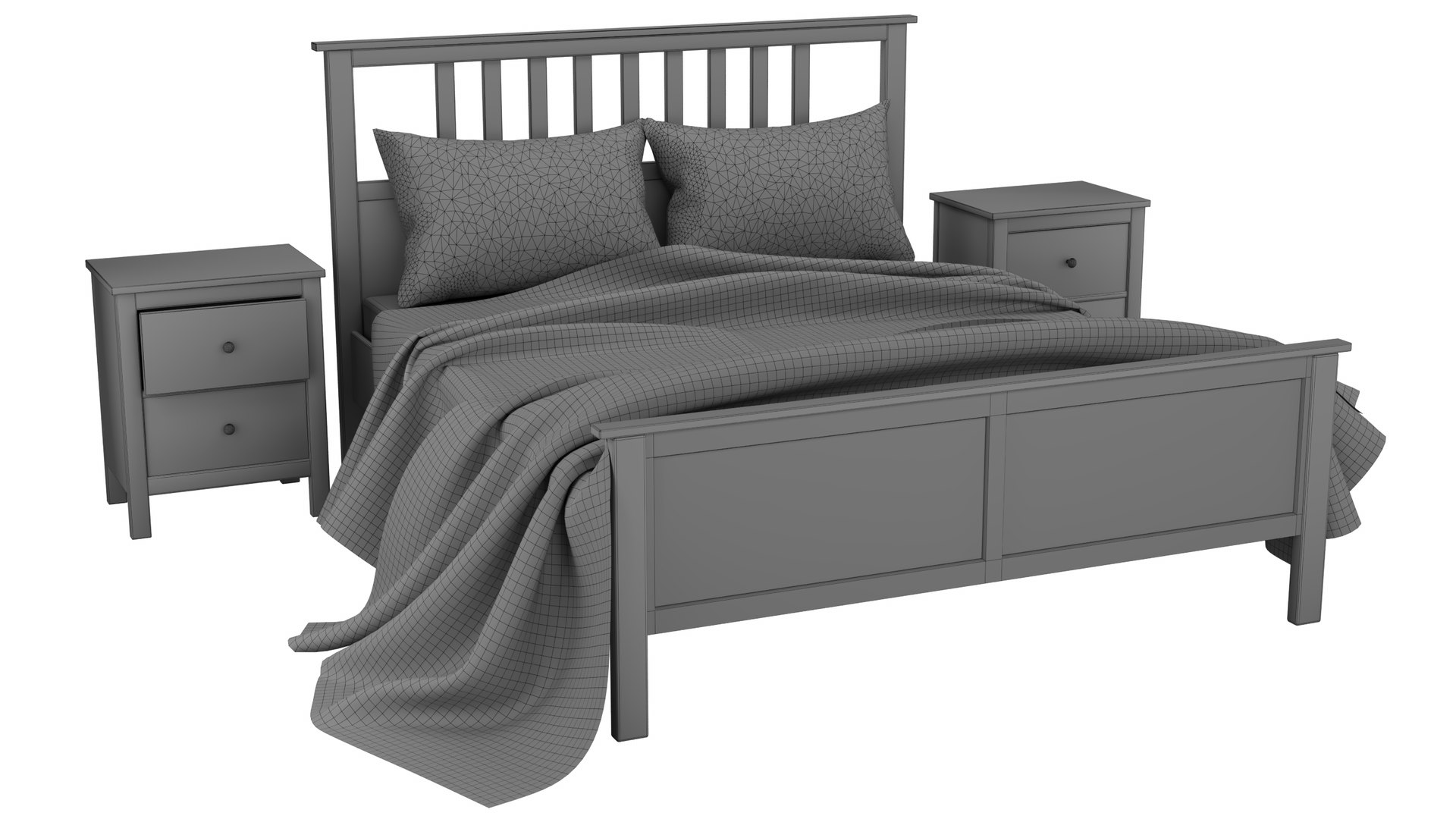 3D Ikea Hemnes Double Bed And Chest Of Two Drawers Model - TurboSquid 2068586
