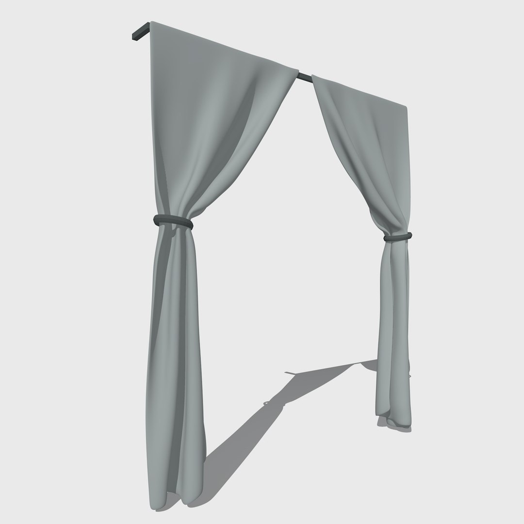 Curtains fabric rods 3D model - TurboSquid 1267421