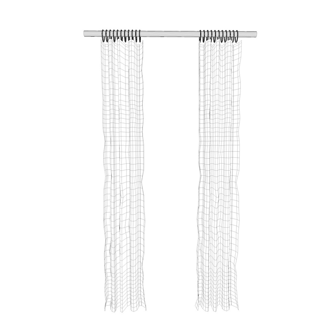 Curtains fabric rods 3D model - TurboSquid 1267421