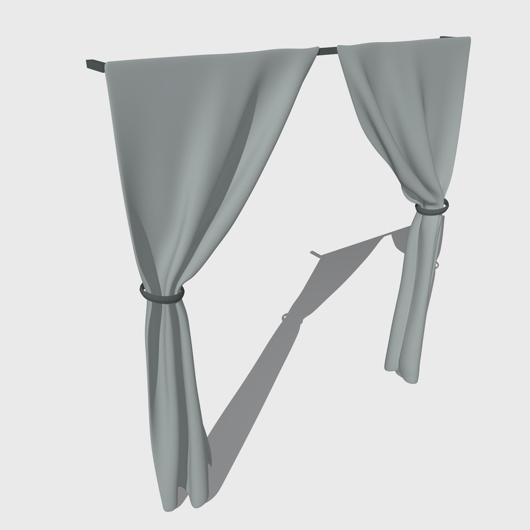 Curtains fabric rods 3D model - TurboSquid 1267421