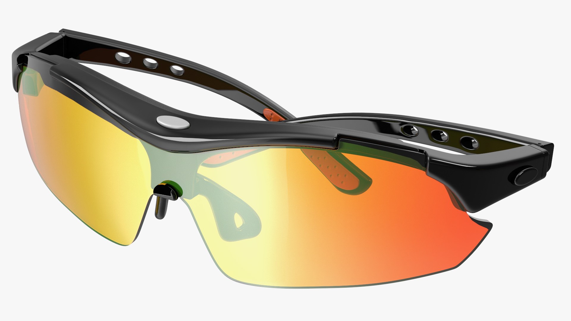 3D Orange Cycling Sport Sunglasses Set model - TurboSquid 2154495