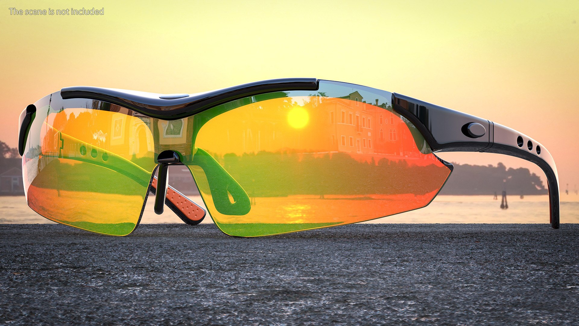 3D Orange Cycling Sport Sunglasses Set Model - TurboSquid 2154495