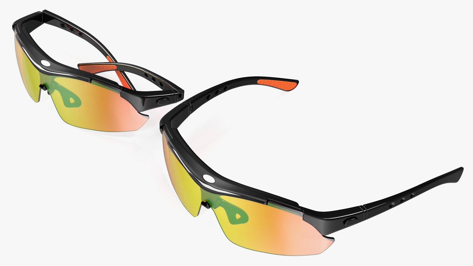 3D Orange Cycling Sport Sunglasses Set model - TurboSquid 2154495