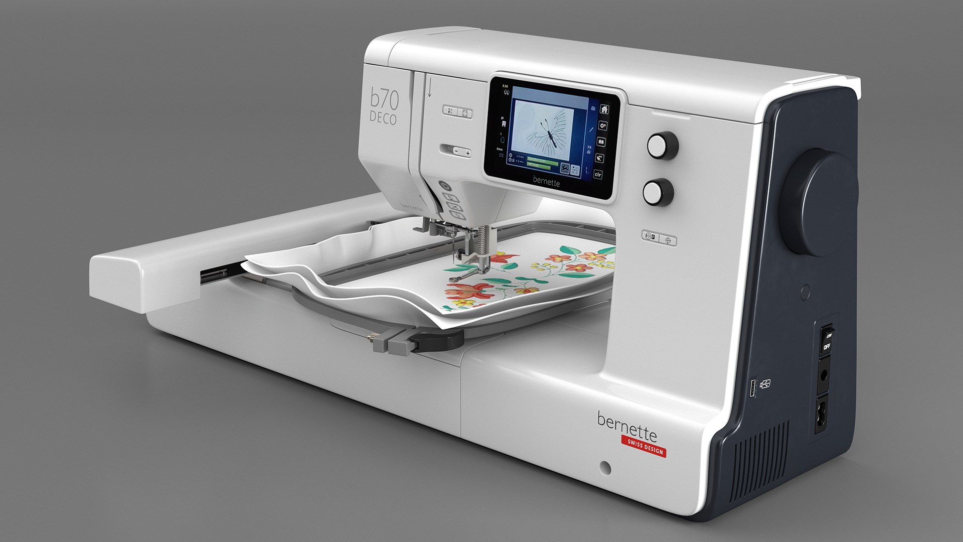 Embroidery Machine Bernette B70 Deco Screen On Rigged For Maya 3D Model - TurboSquid 2193386