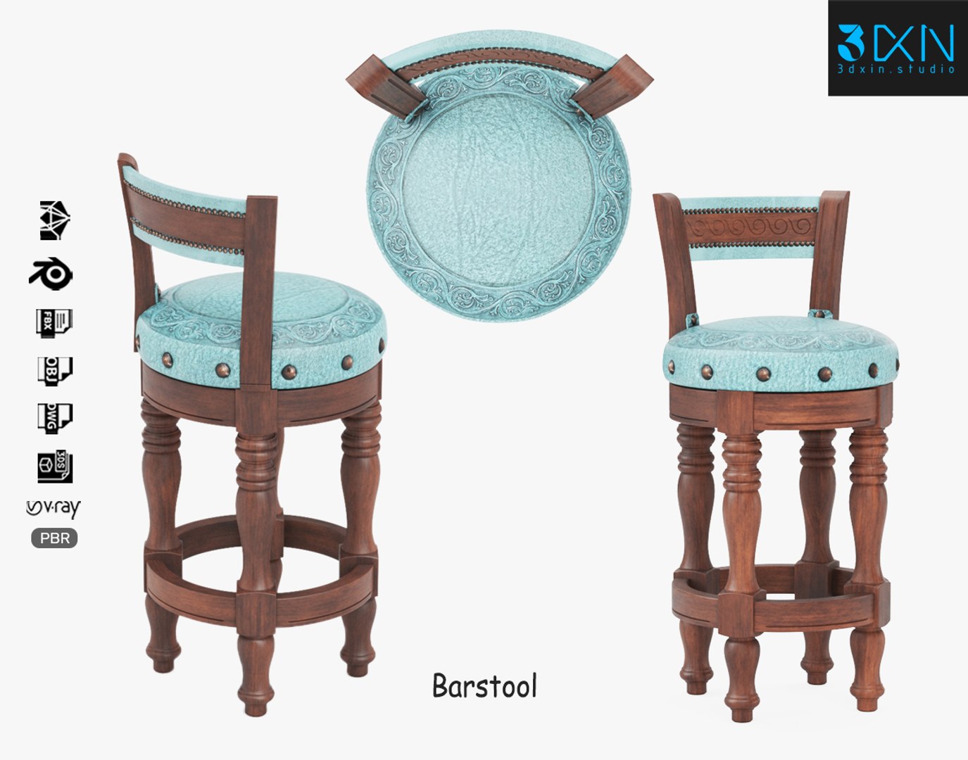 Rene Rustic Counter Barstool 3D Model - TurboSquid 2175695