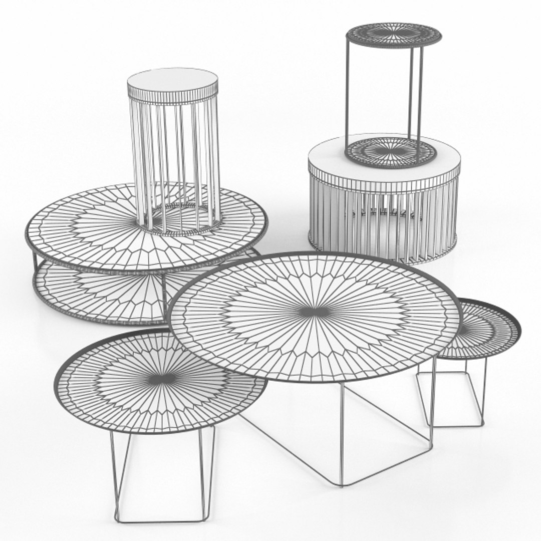 3d model tea table set