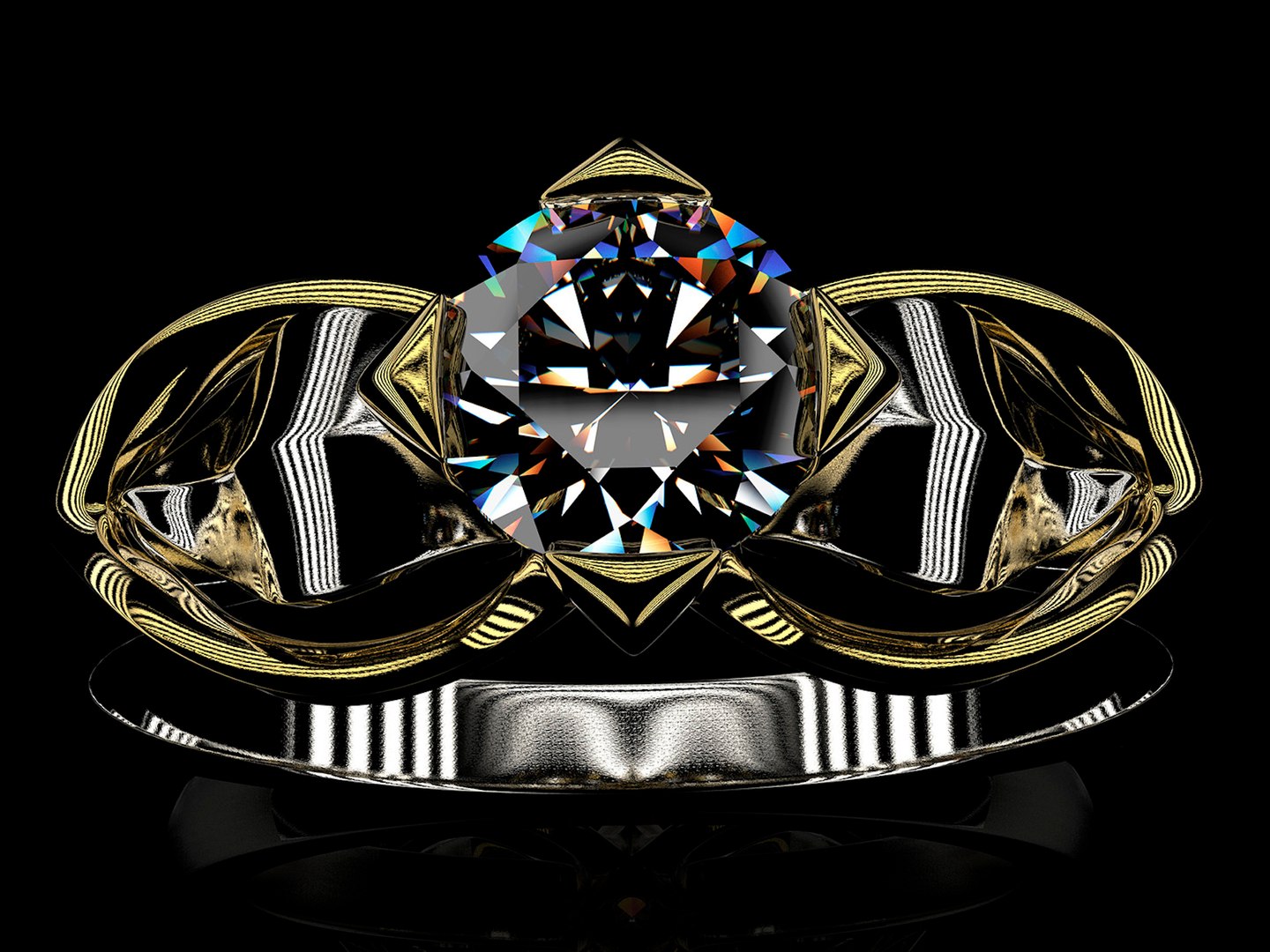 Engagement wedding ring with gem 0103 set of sizes 3dm OBJ STL 3D model ...