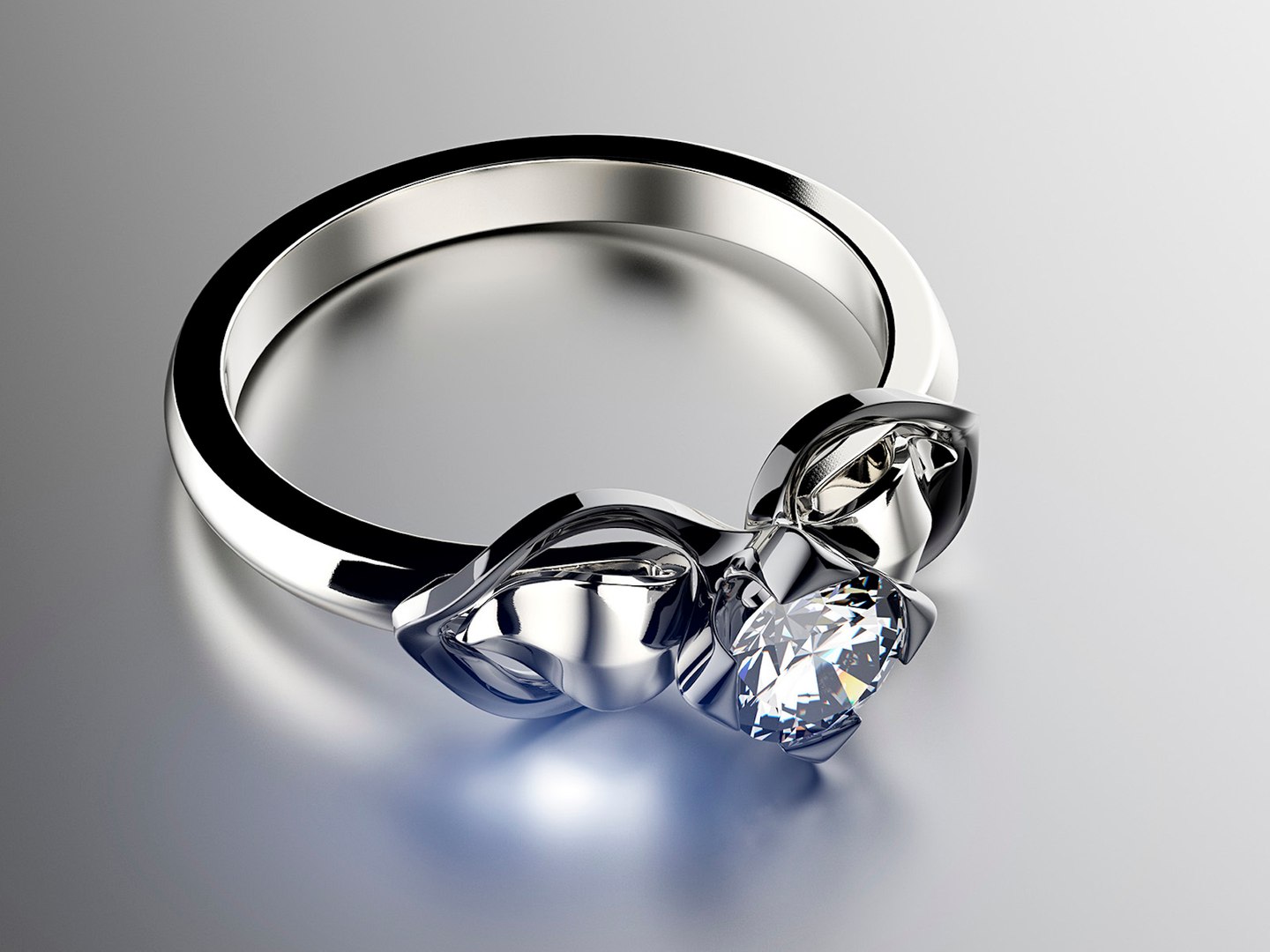 Engagement wedding ring with gem 0103 set of sizes 3dm OBJ STL 3D model ...