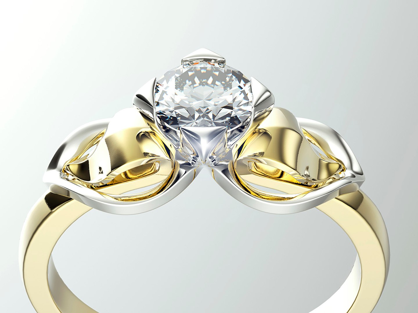 Engagement wedding ring with gem 0103 set of sizes 3dm OBJ STL 3D model ...