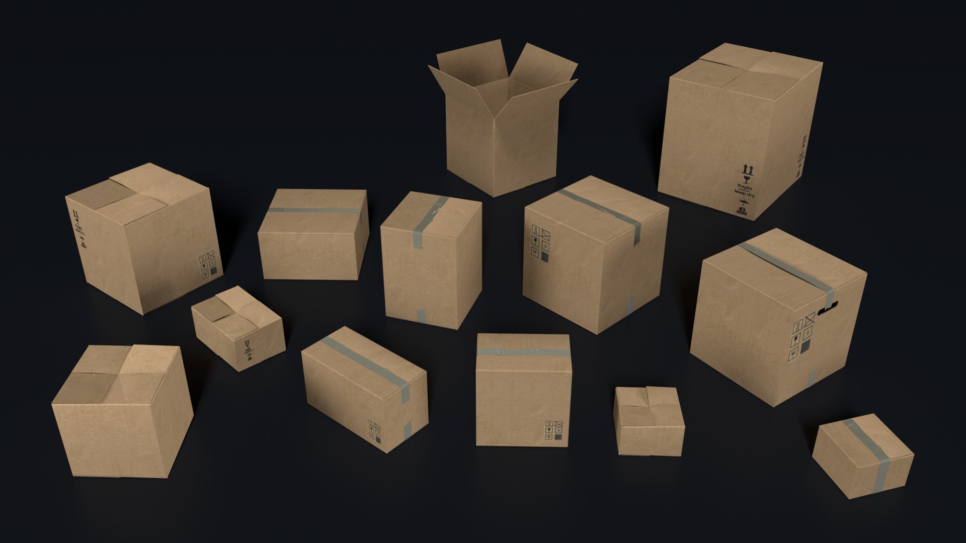 3D Carton Boxes PACK Cardbox - TurboSquid 2387293