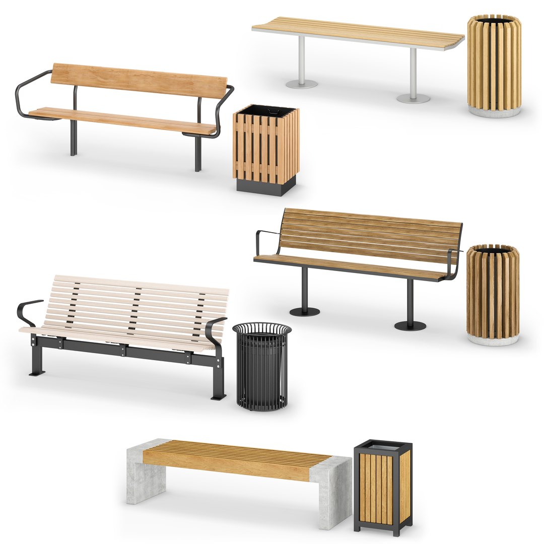 3D Model Outdoor Benches Nola 2 - TurboSquid 1811130