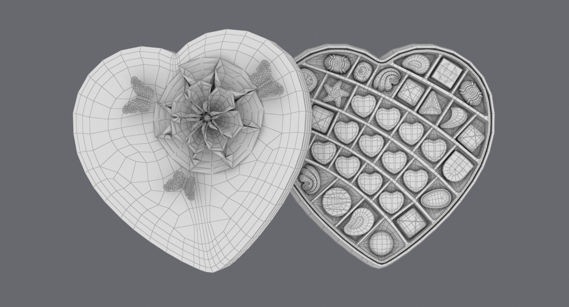 Open Box Chocolates Lid 3d Max