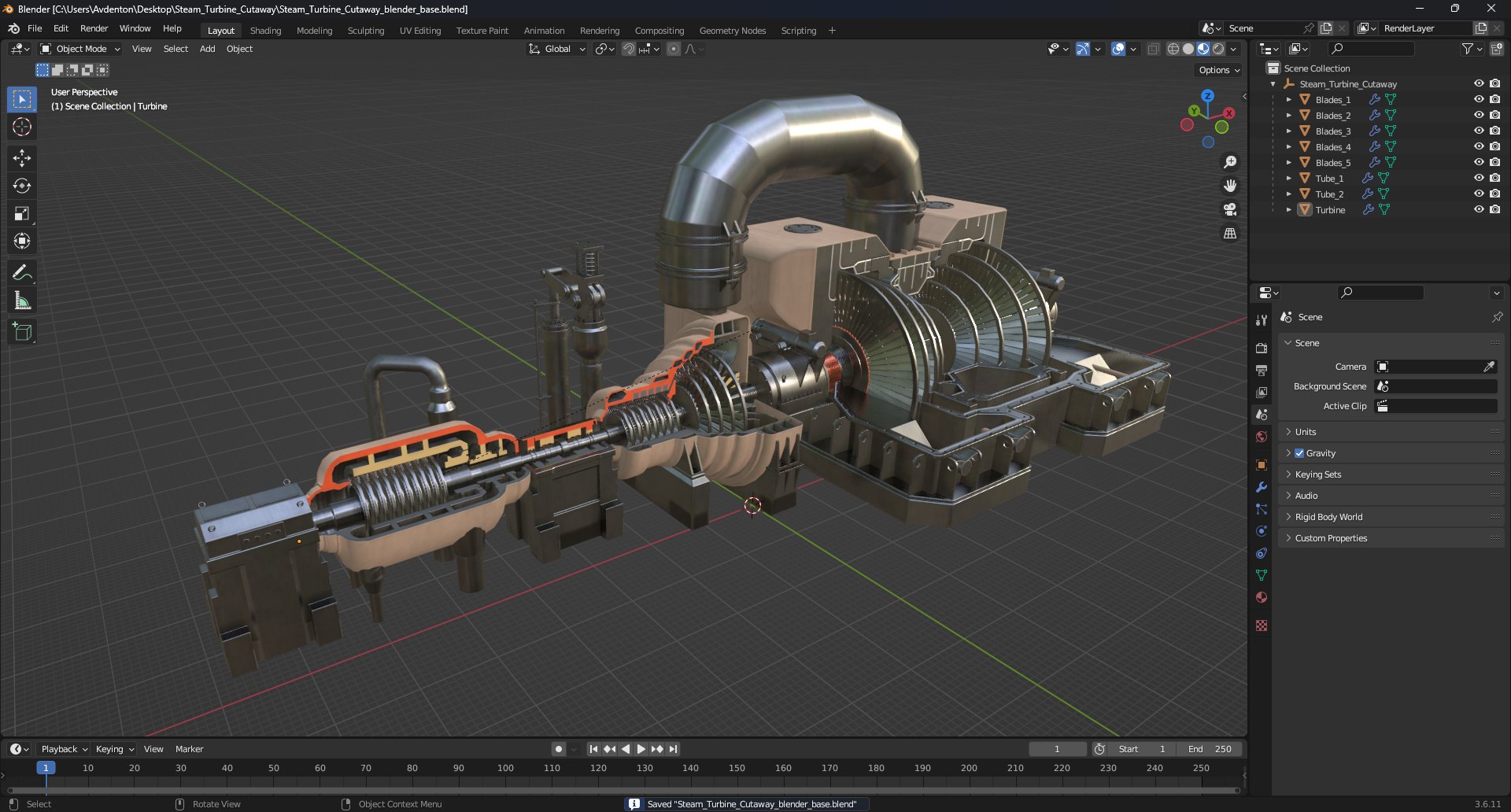 3D Steam Turbine Cutaway Model - TurboSquid 2295584