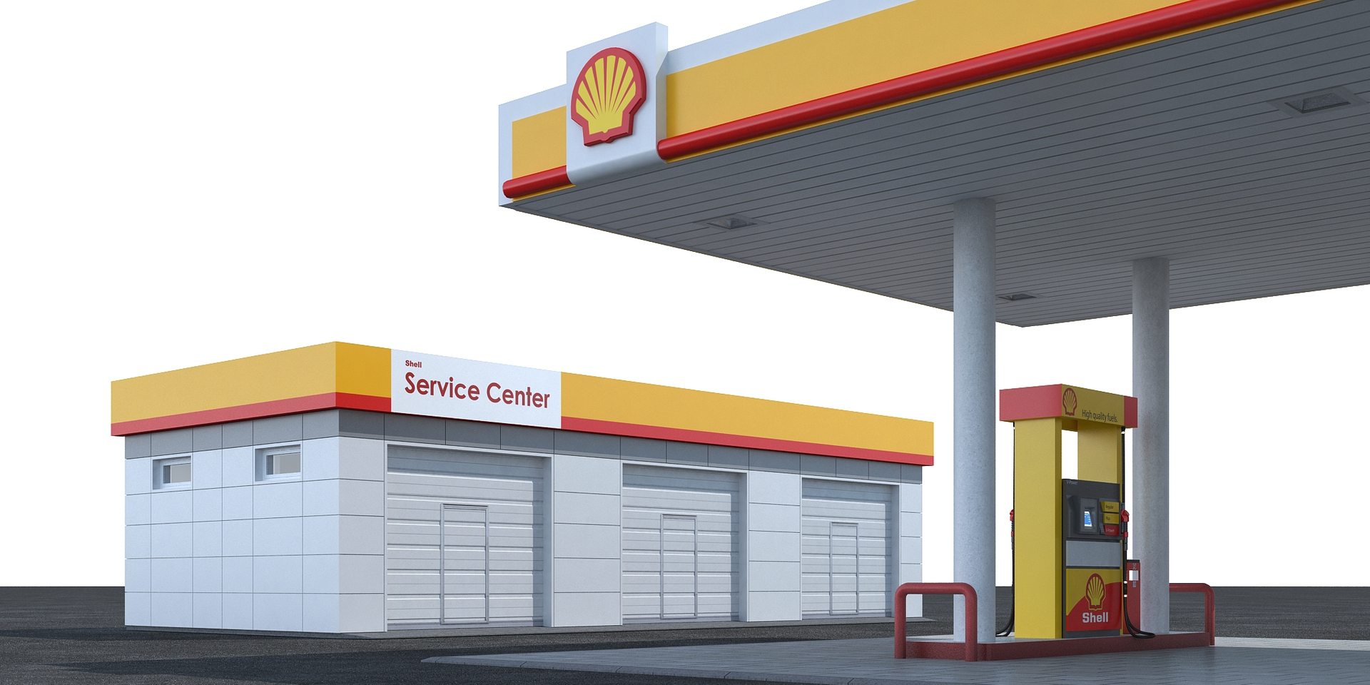 Posto de gasolina Shell Modelo 3D - TurboSquid 840913