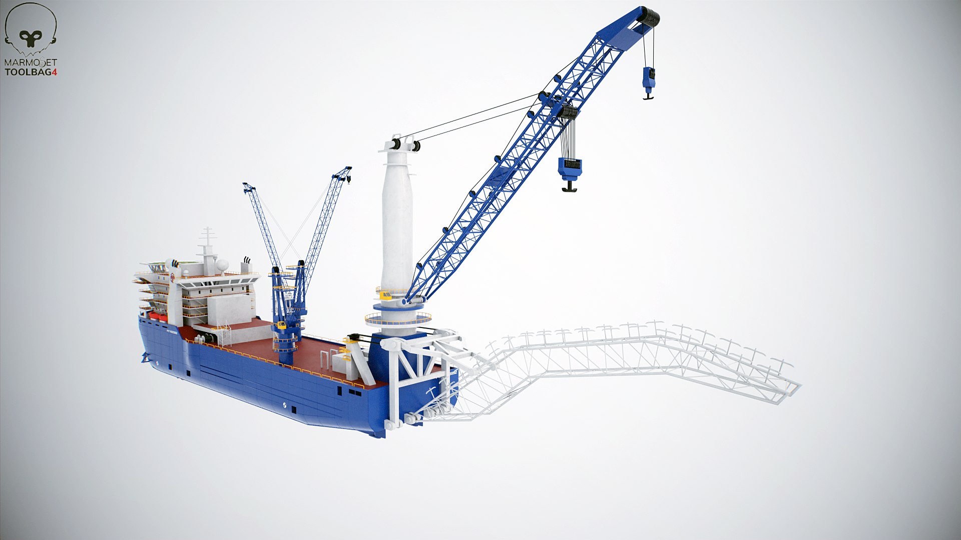 Pipelayer Crane Ship 3D - TurboSquid 2199891