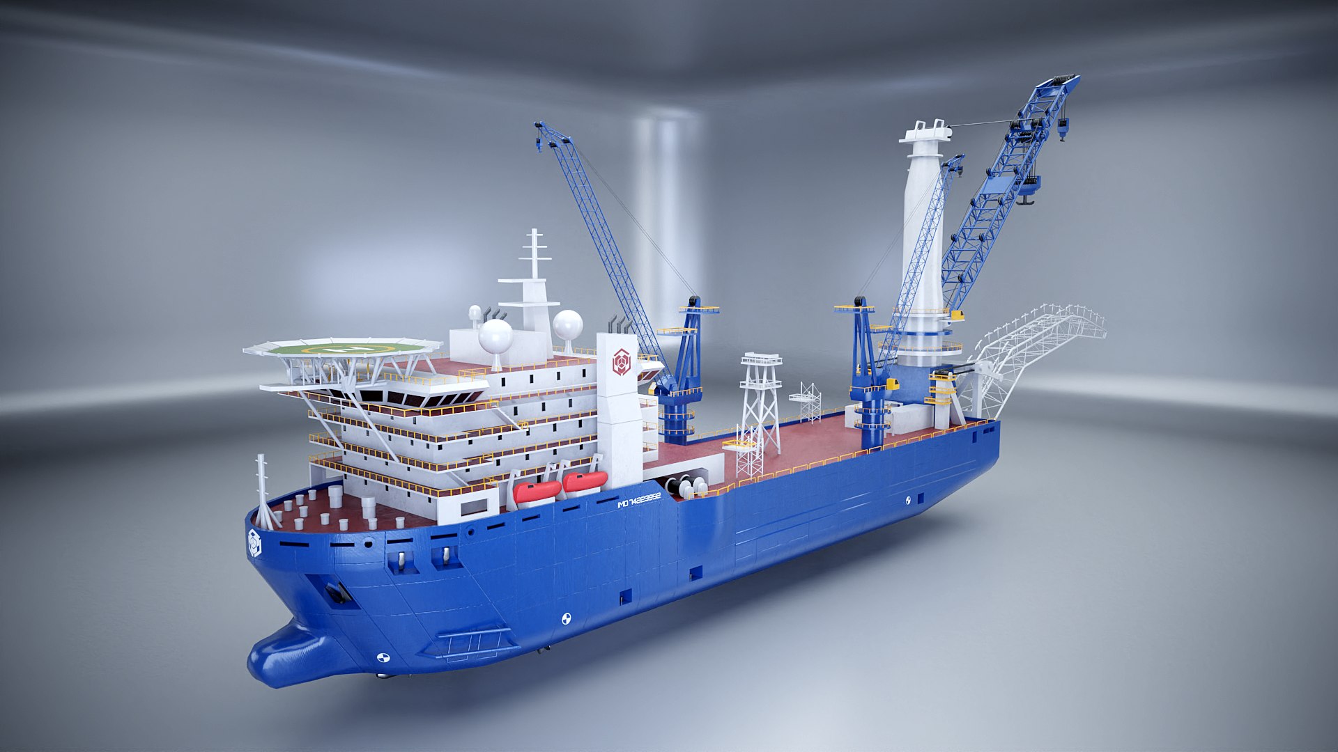Pipelayer Crane Ship 3D - TurboSquid 2199891