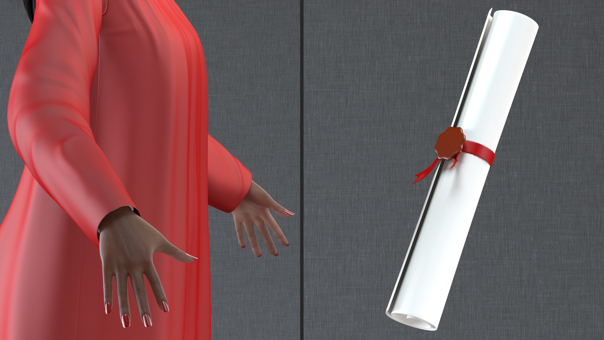 Dark skin graduation gown 3D model - TurboSquid 1669431