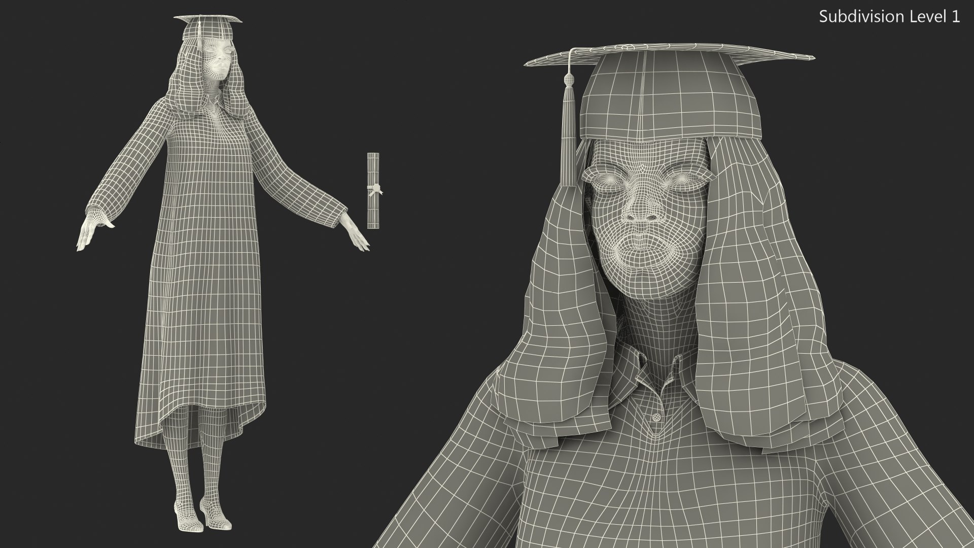 Dark skin graduation gown 3D model - TurboSquid 1669431