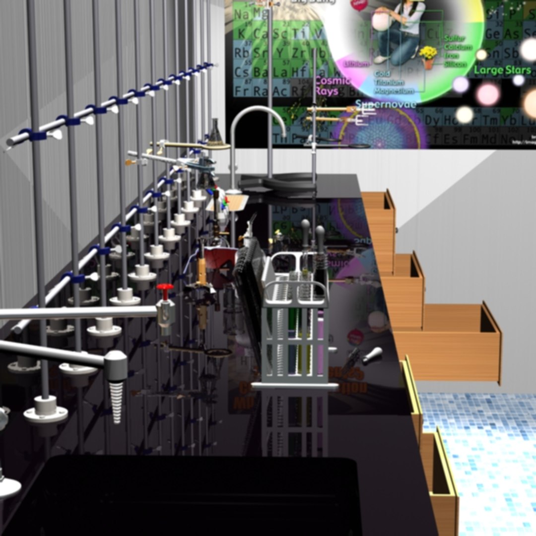 3d scientific science bench props model