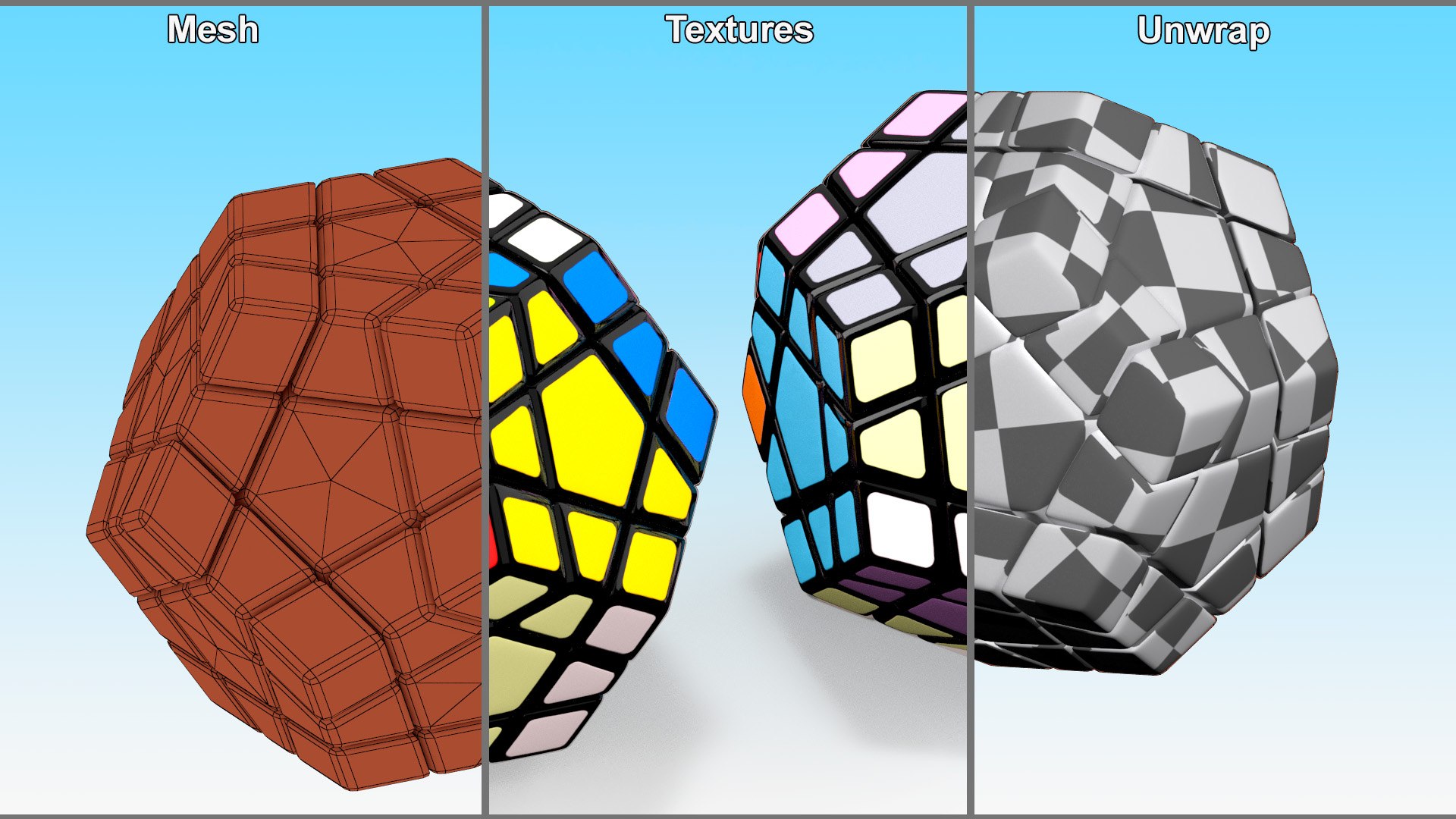3D Puzzle Toy Rubiks Megaminx Randomized Colors Model - TurboSquid 2194754