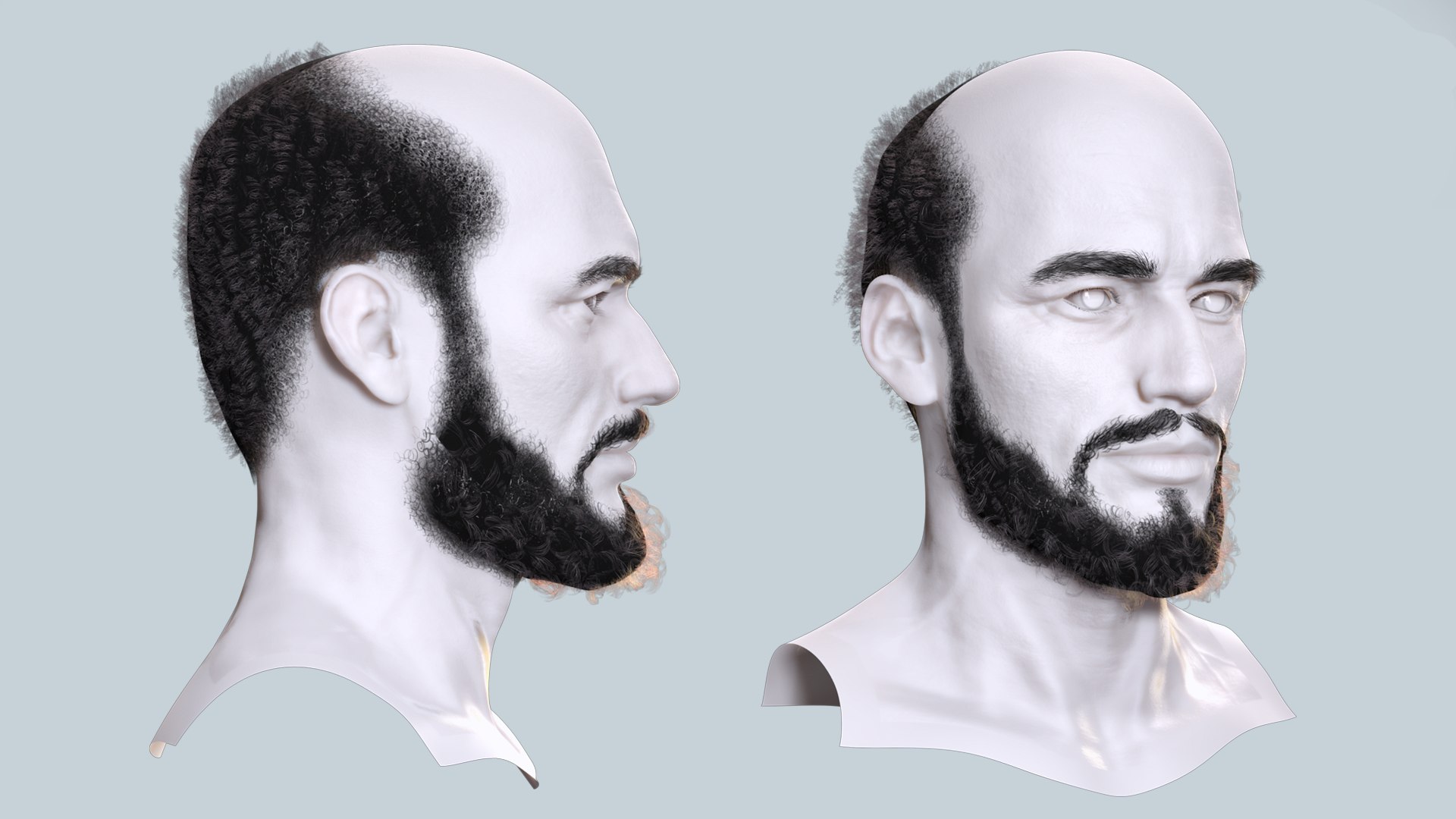 3D Bald Hairstyle Beard Combo - Premium 3D Asset - TurboSquid 2396022