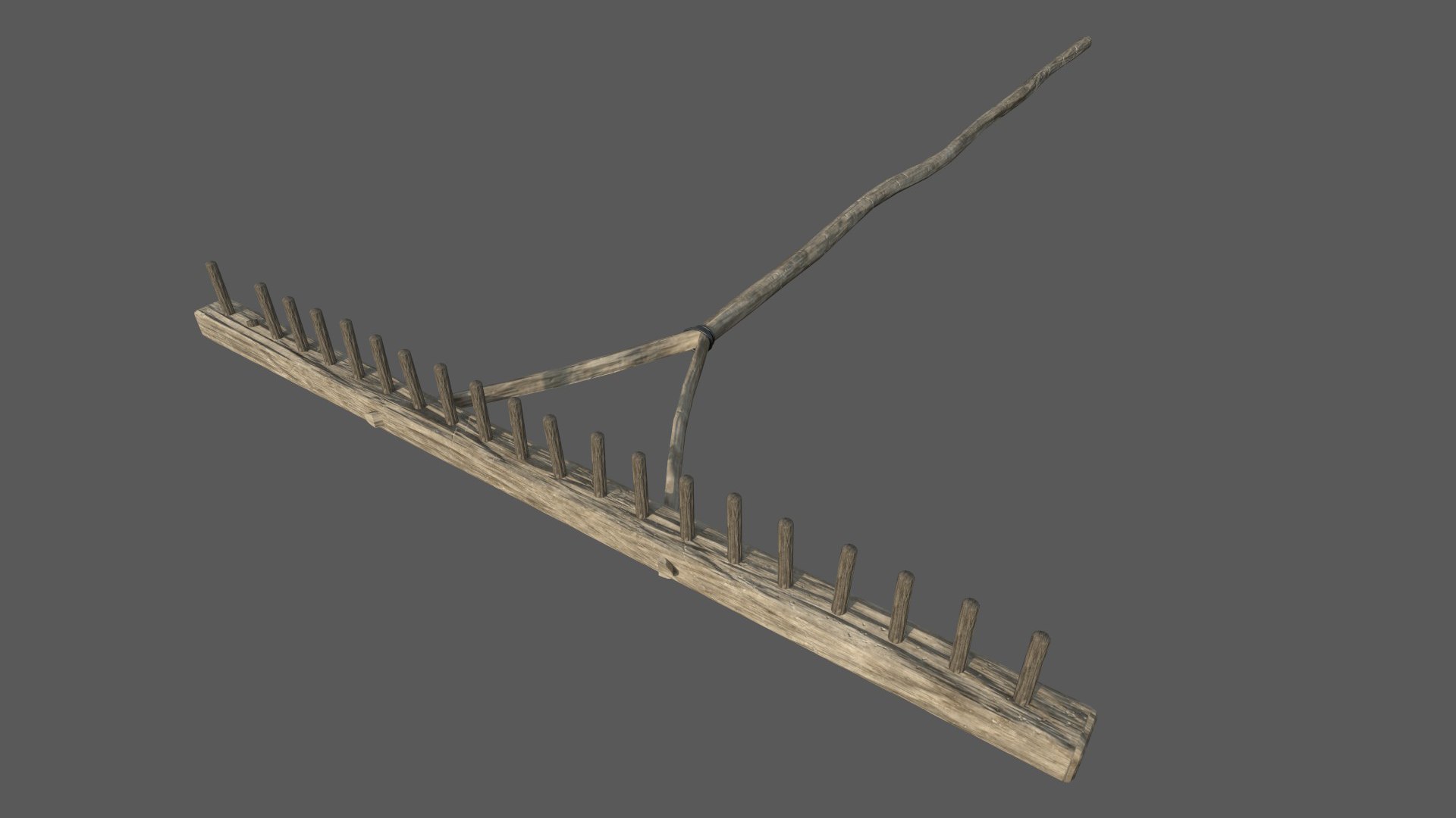3D Old Wooden Rake - TurboSquid 2052237