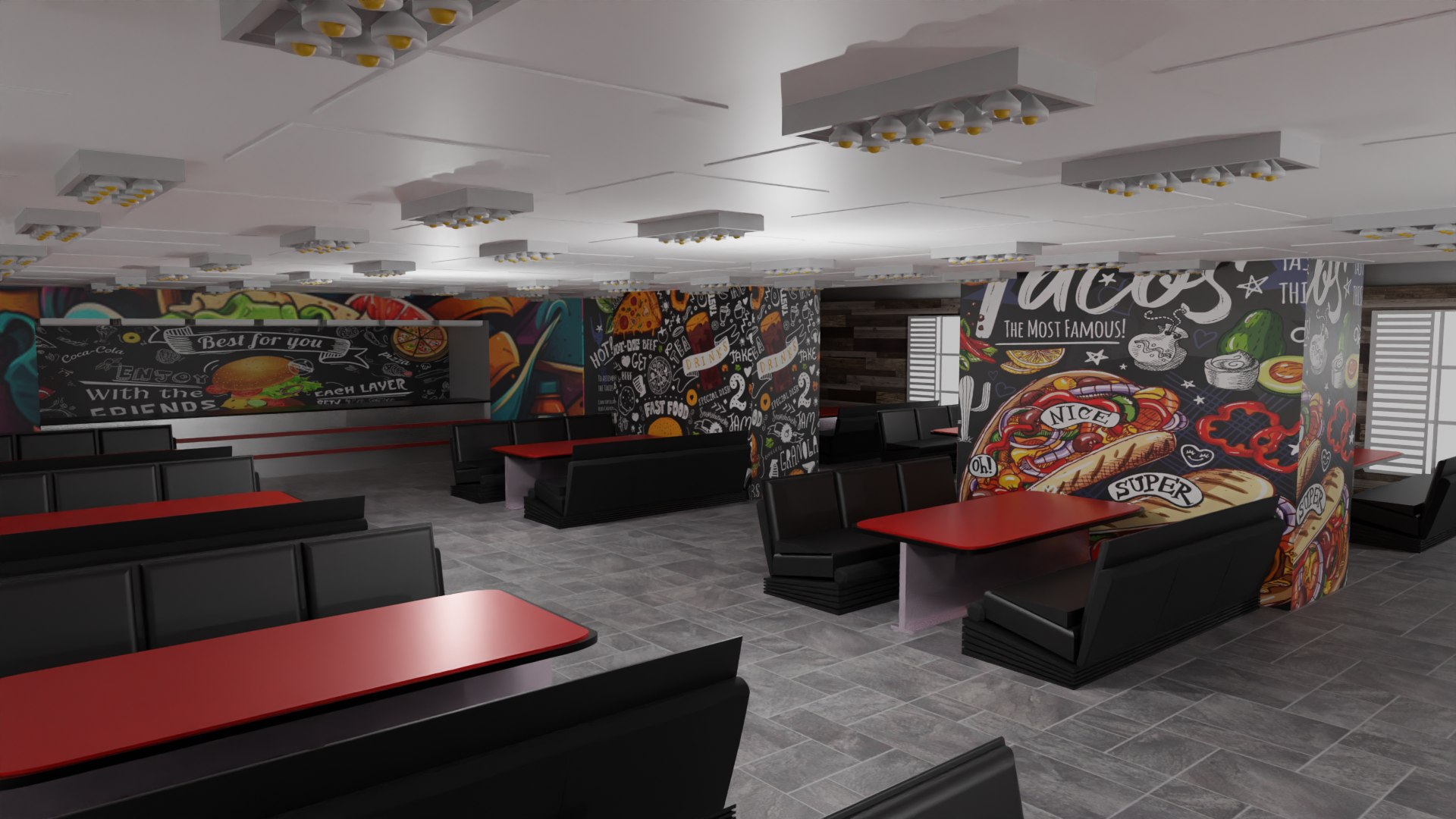 Fast Food Interior 3D Model - TurboSquid 2178806