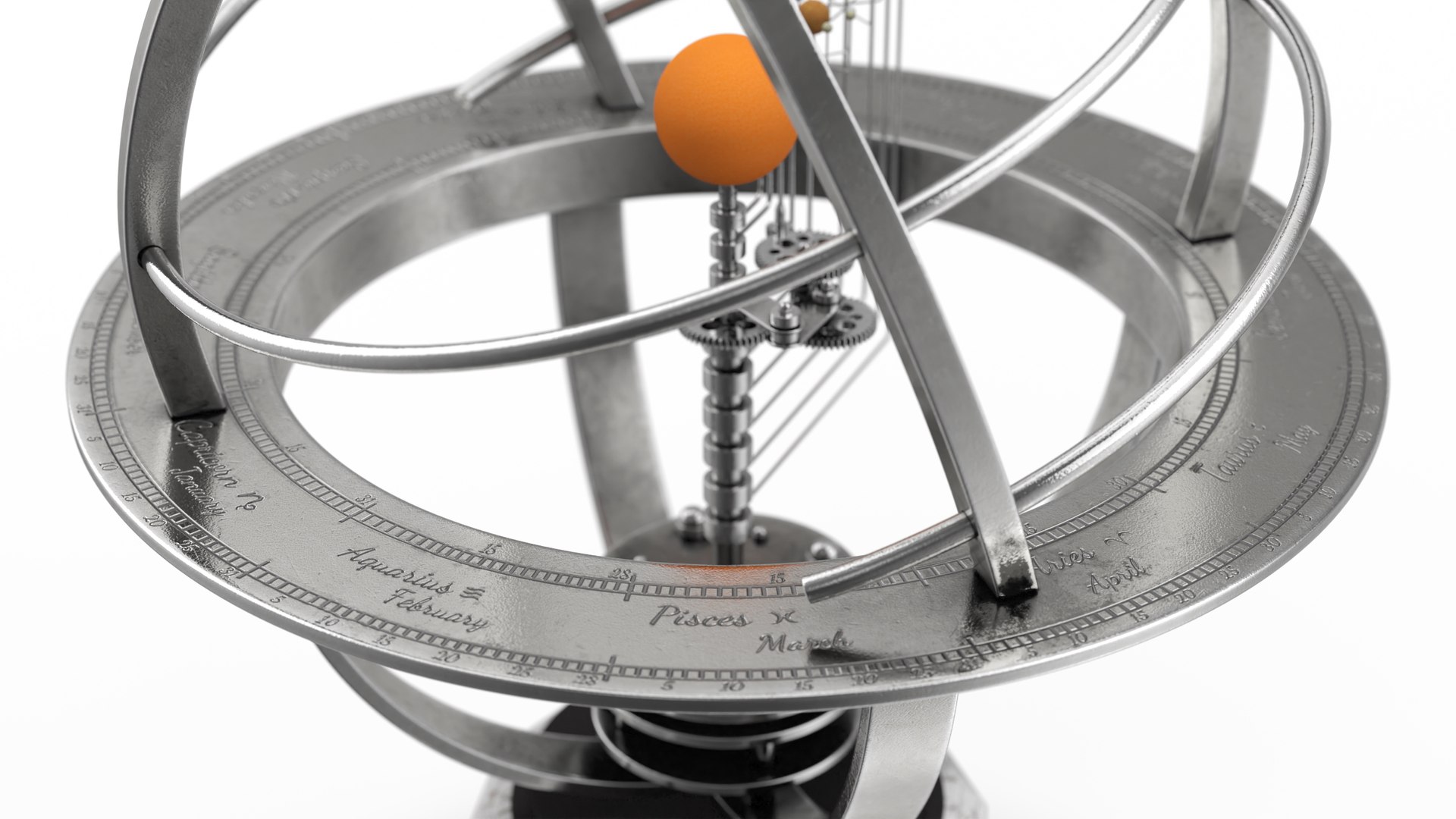 3D Silver Solar System Orrery With Marble Base Rigged - TurboSquid 2088595