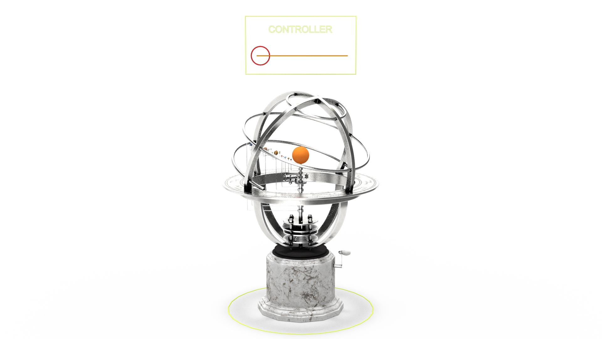 3D Silver Solar System Orrery With Marble Base Rigged - TurboSquid 2088595