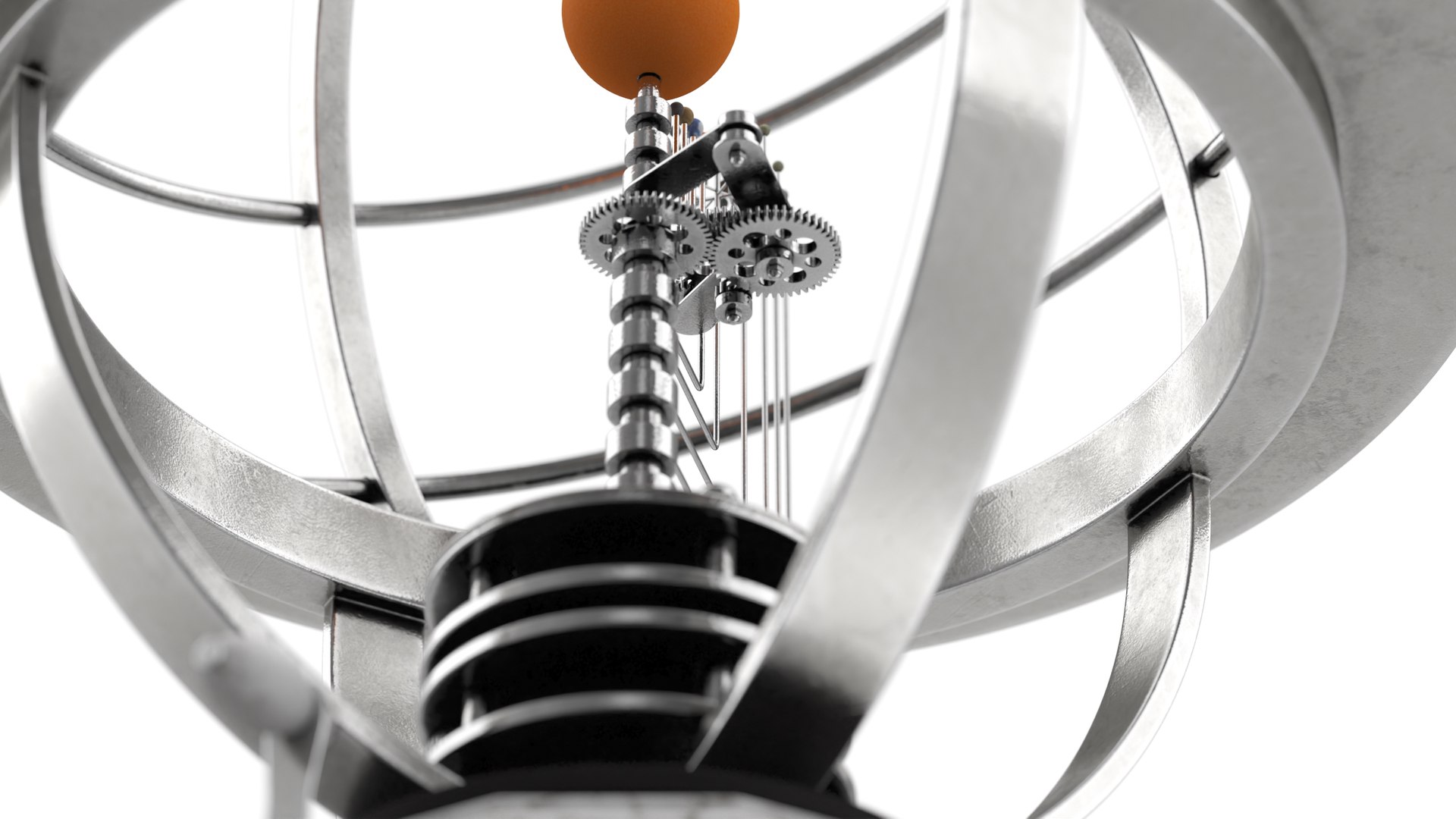 3D Silver Solar System Orrery With Marble Base Rigged - TurboSquid 2088595