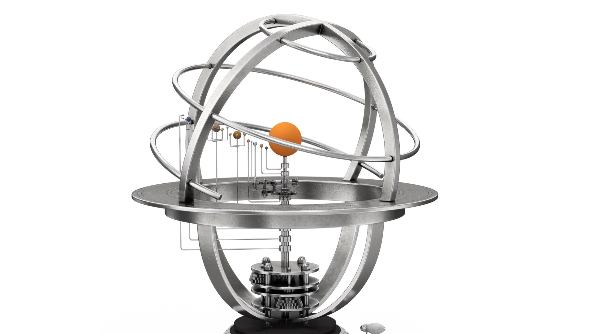 3D Silver Solar System Orrery With Marble Base Rigged - TurboSquid 2088595