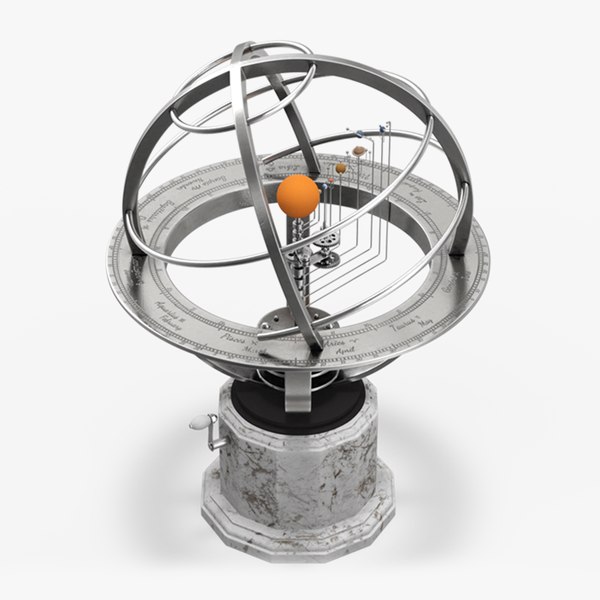 modelo 3d Silver Solar System Orrery with Marble Base Rigged ...