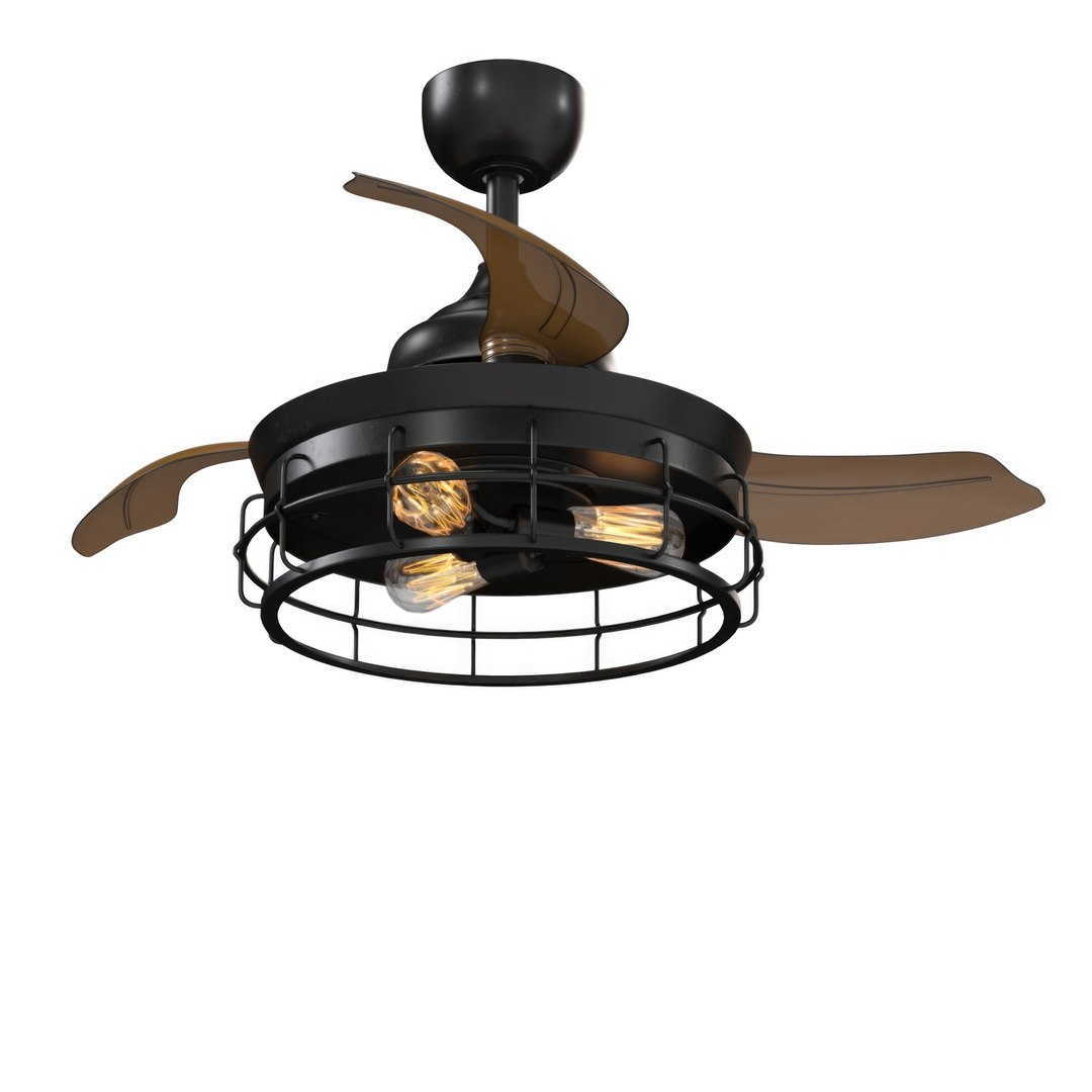 3D Industrial 36 Inch Black 3 Blade Ceiling Fan PBR - TurboSquid 2230240